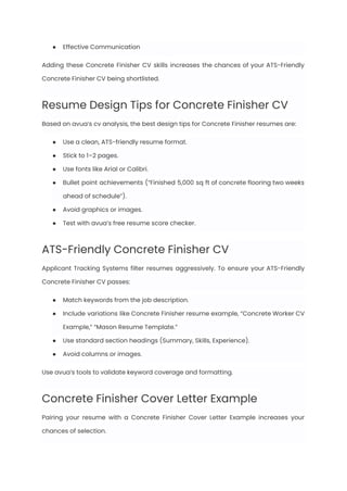 Concrete Finisher Resume Examples & Writing Guide for 2025 | PDF