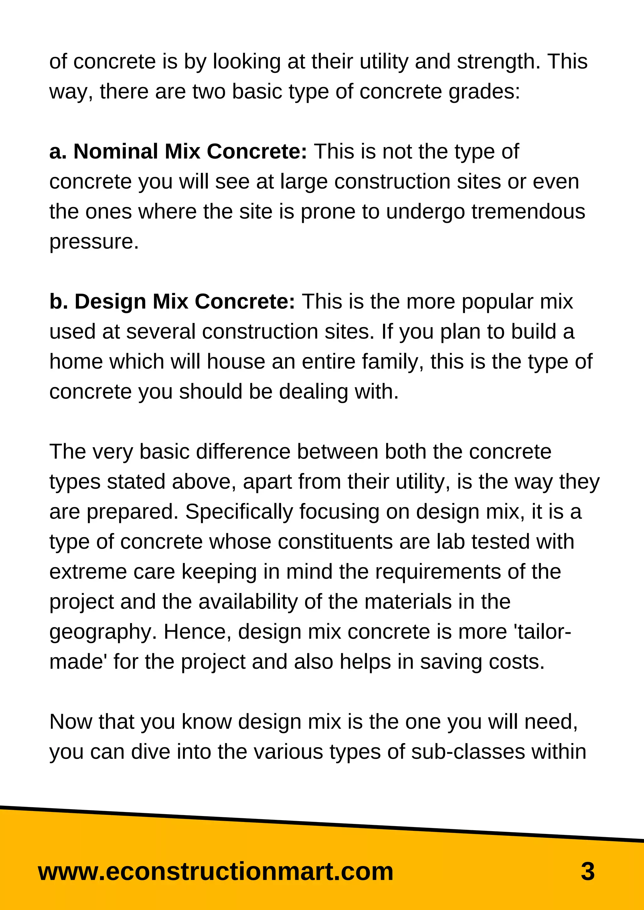 Concrete Grades: Types of Concrete Grade and their uses | PDF
