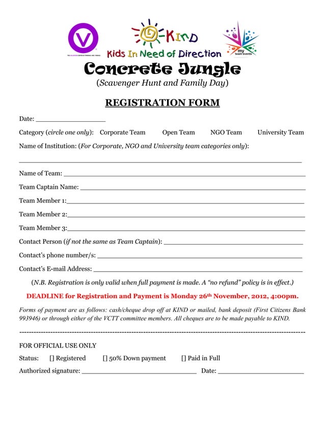 Concrete Jungle registration form | PDF