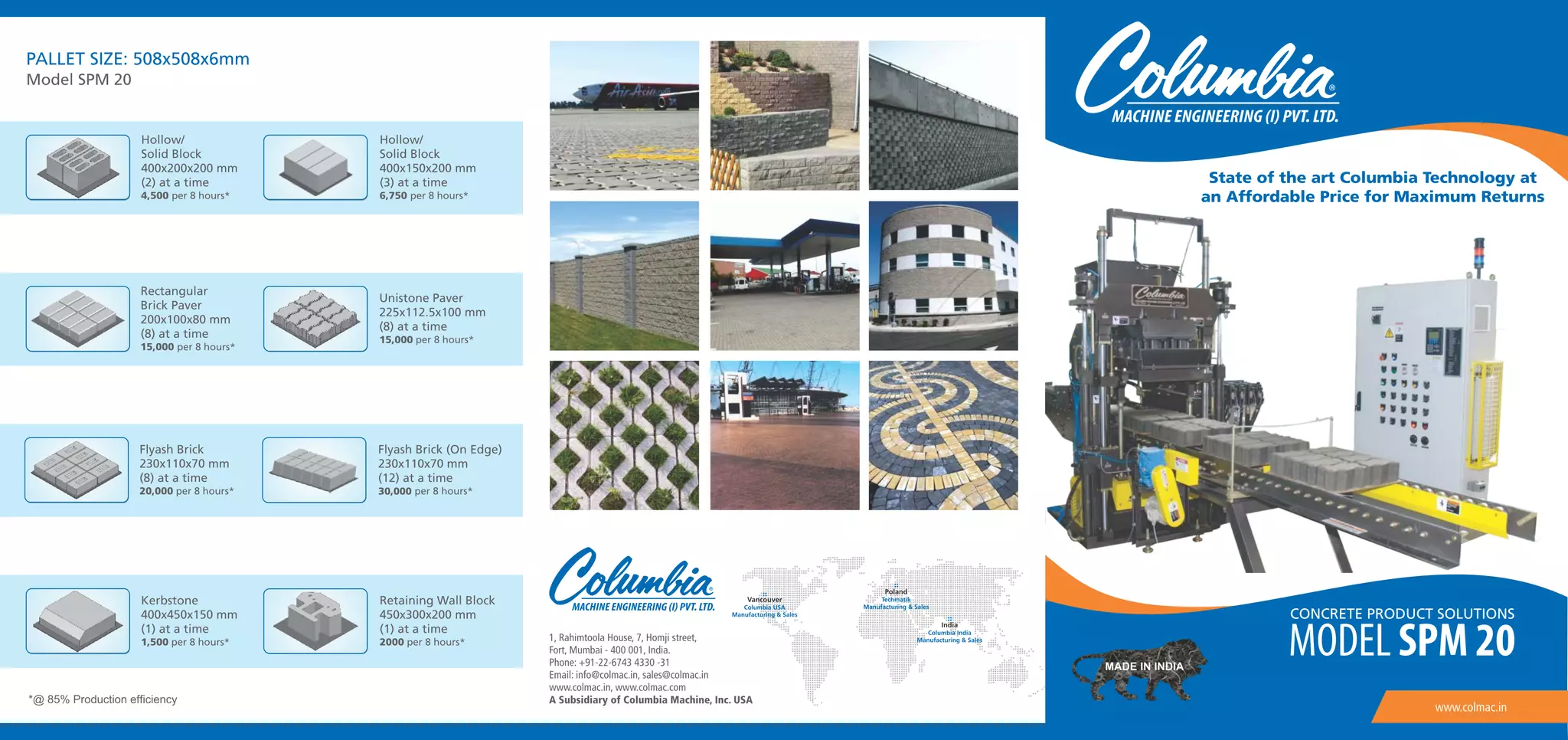 CONCRETE MACHINERY | Columbia Machine Engineering | SPM 20 | PDF