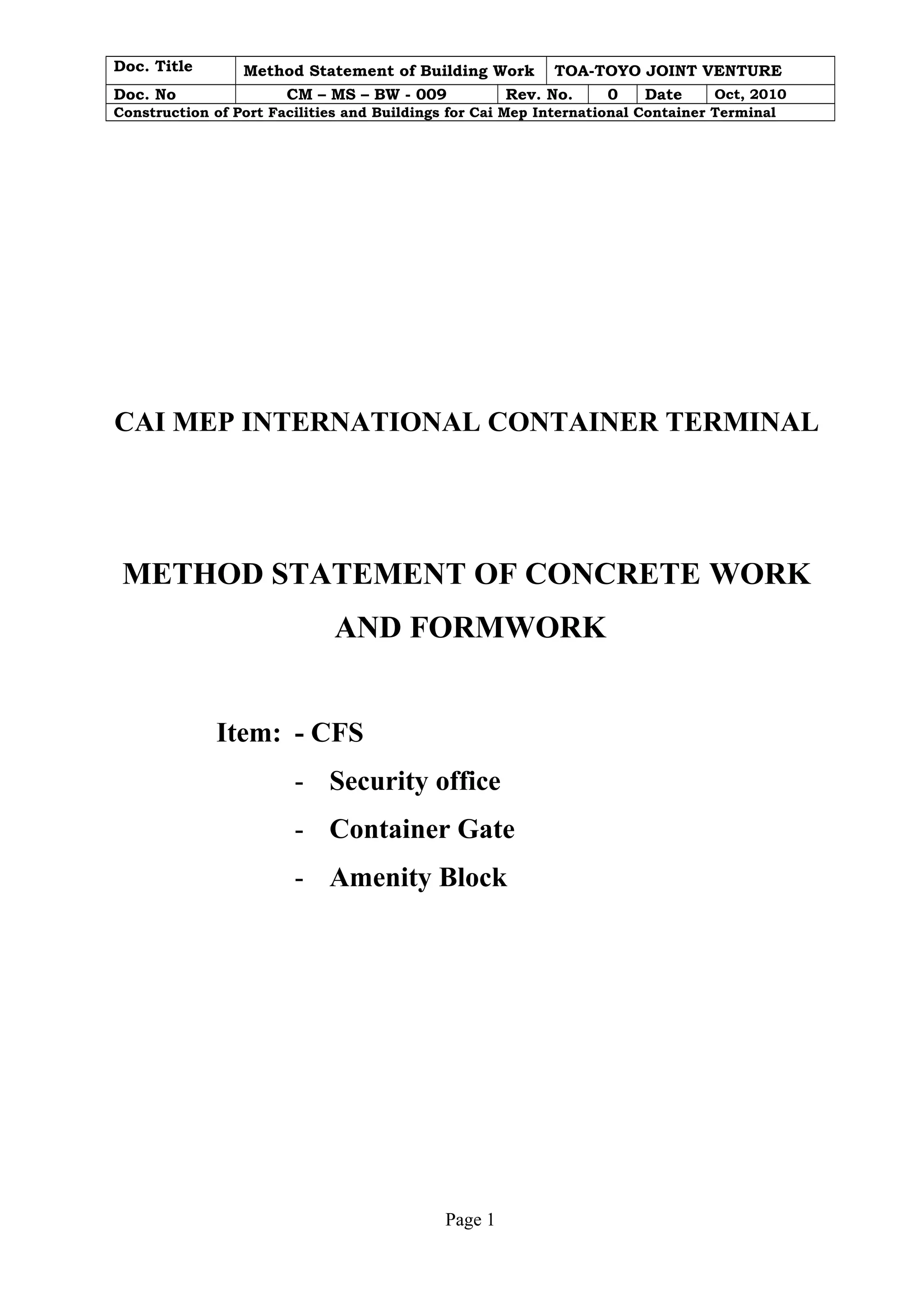 Concrete method rev02 | DOC | Civil Engineering Industry | Industries