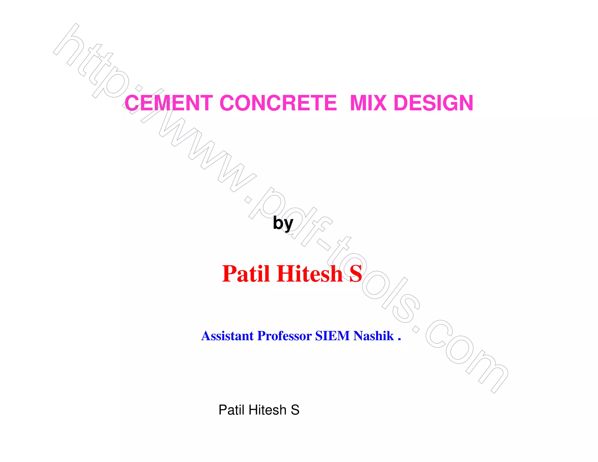 Concrete mix deisgn | PDF
