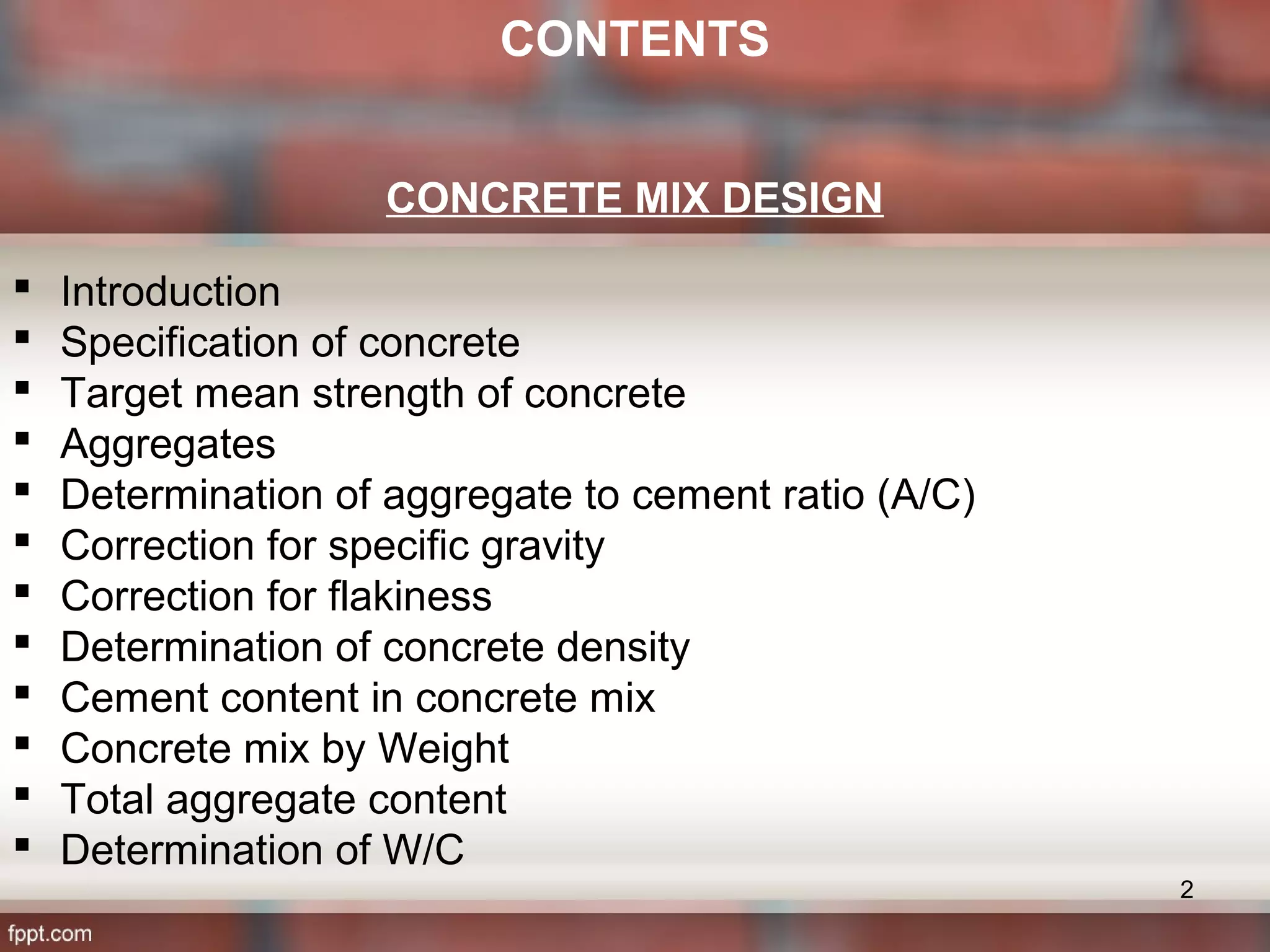 Concrete mix design | PPT | Civil Engineering Industry | Industries