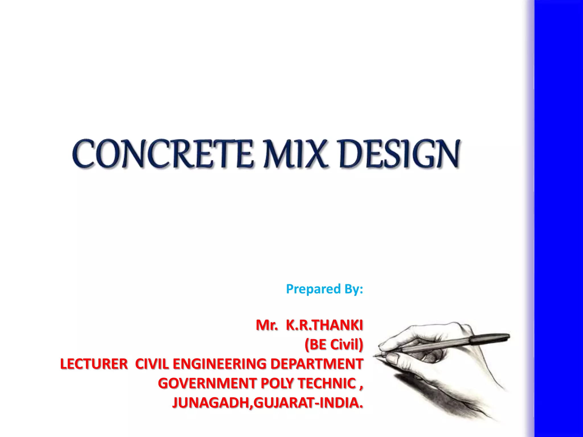 Concrete mix design by k r thanki | PPTX | Civil Engineering Industry ...