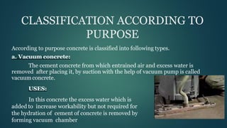 Concrete , CLASSIFICATION OF CONCRETE AND USES | PDF