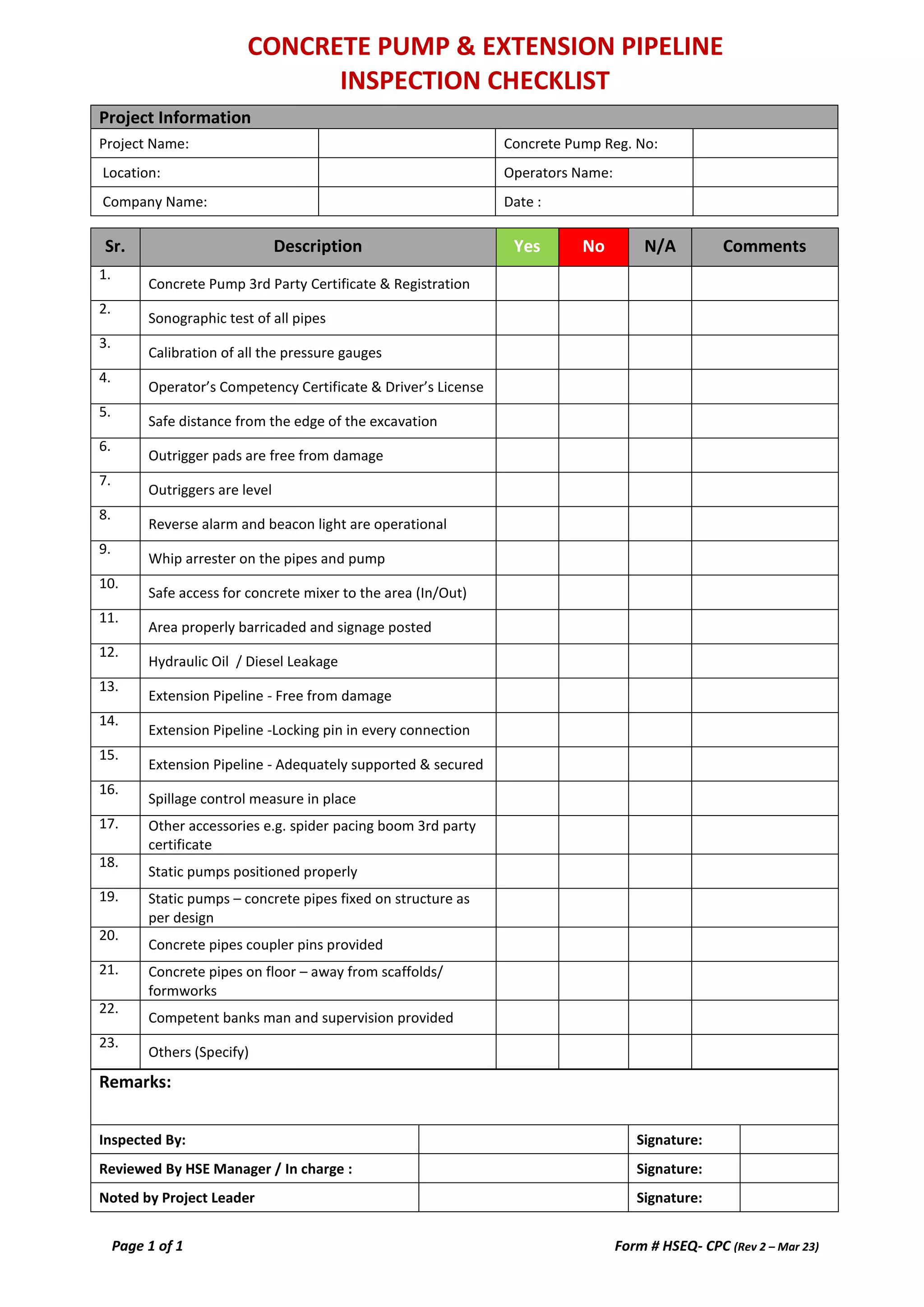 CONCRETE PUMP & EXTENSION PIPELINE Form # HSEQ - CPC Rev 2.docx