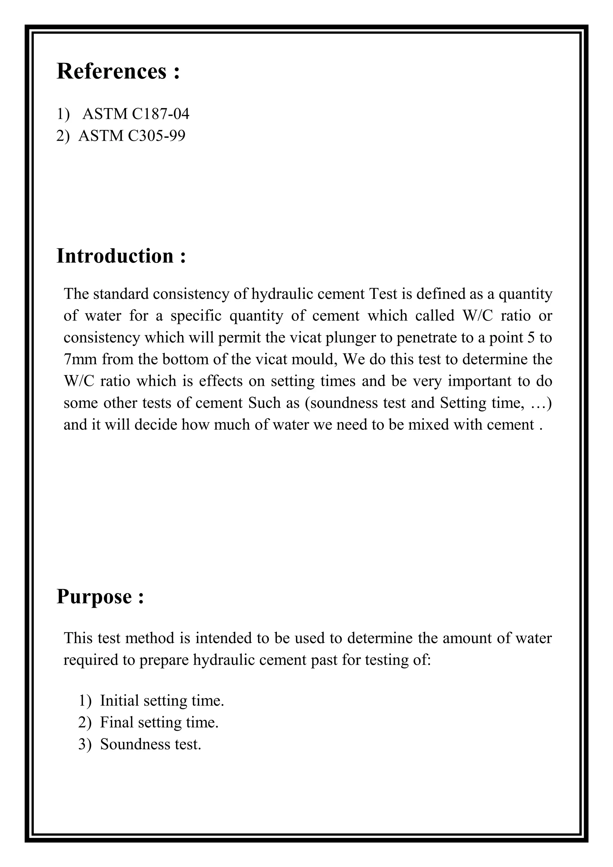 Normal Consistency of Hydraulic Cement | Jameel Academy | PDF