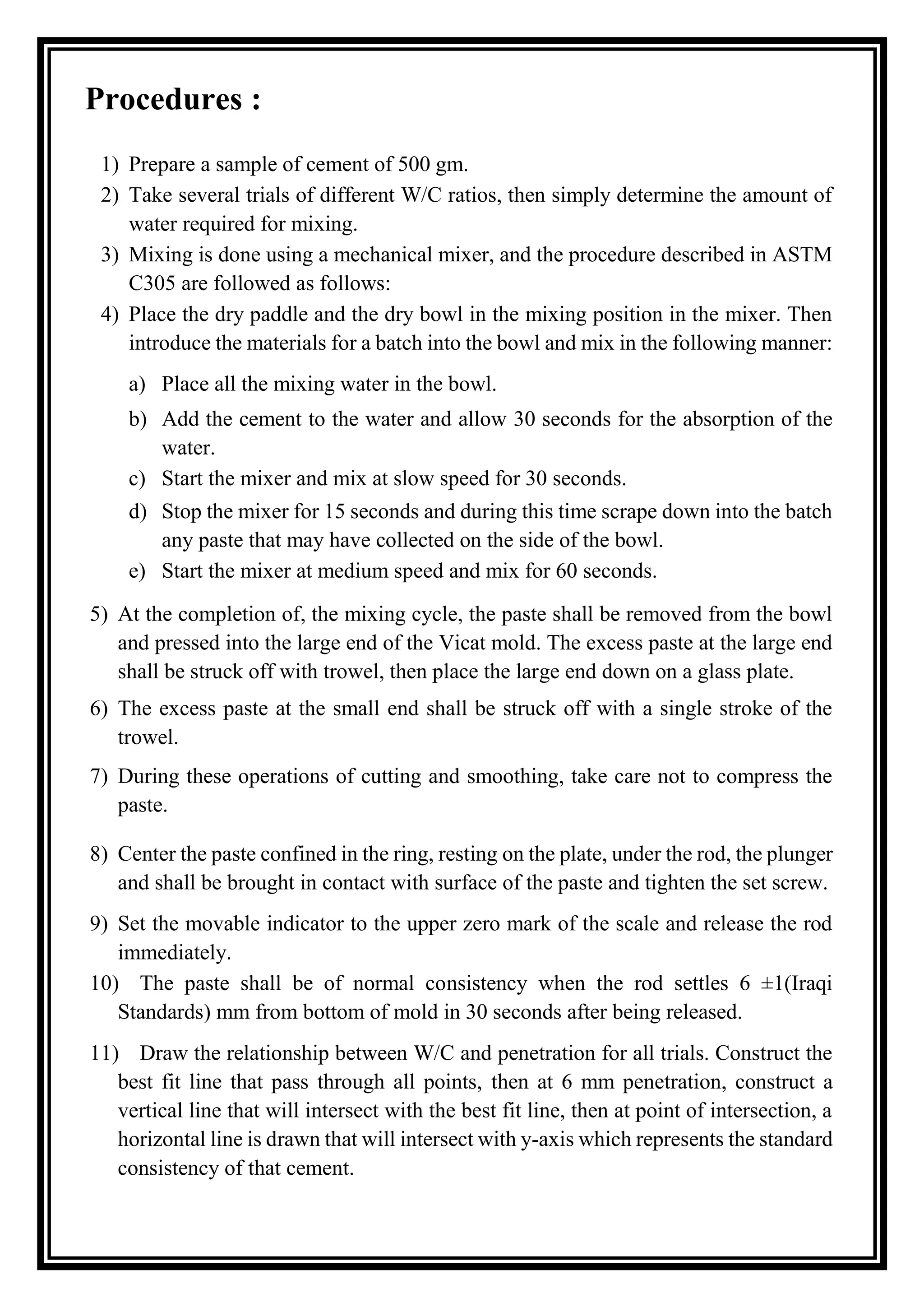 Normal Consistency of Hydraulic Cement | Jameel Academy | PDF