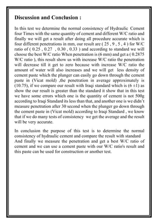 Normal Consistency of Hydraulic Cement | Jameel Academy | PDF