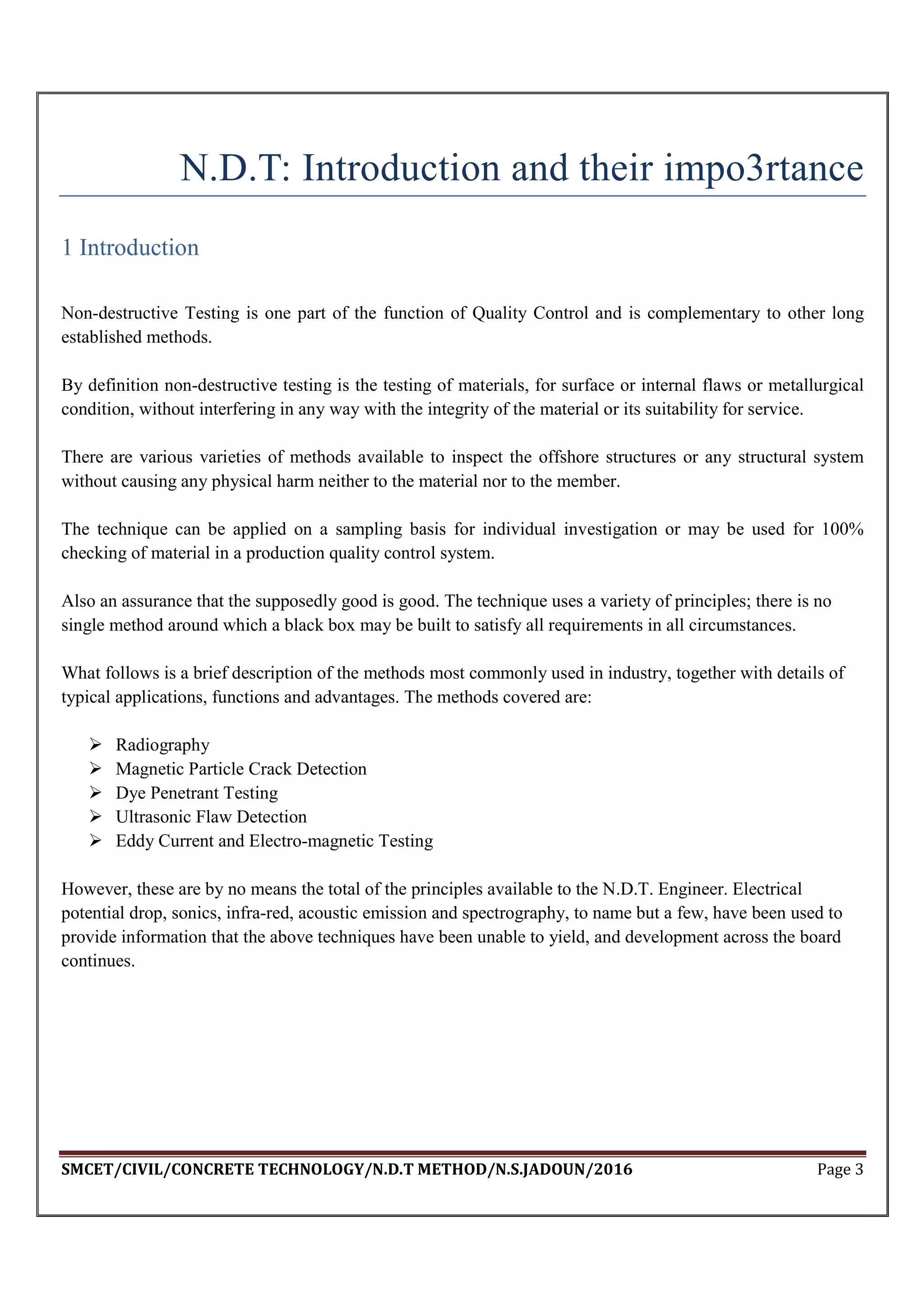 Concrete technology ndt methods | PDF