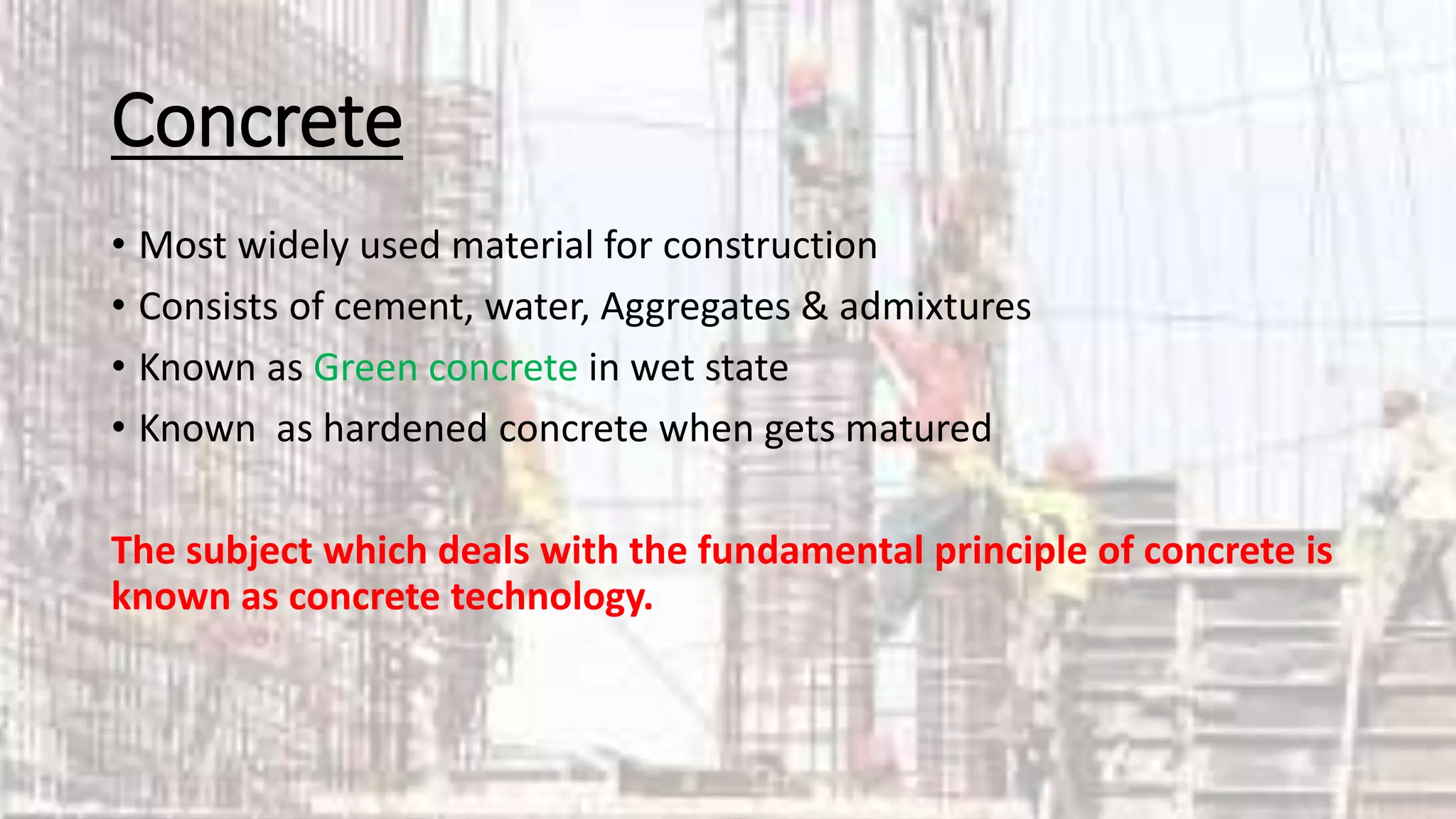 Concrete technology and masonry structures | PPTX