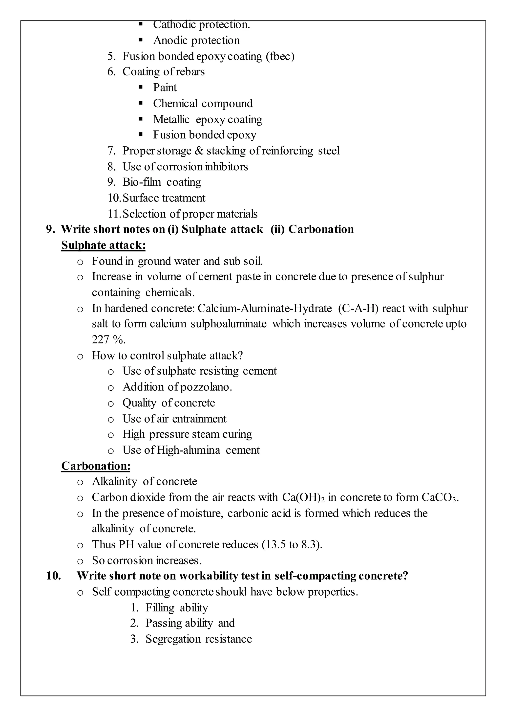 Concrete Technology Study Notes | DOCX