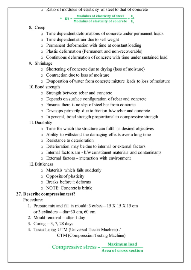 Concrete Technology Study Notes | DOCX