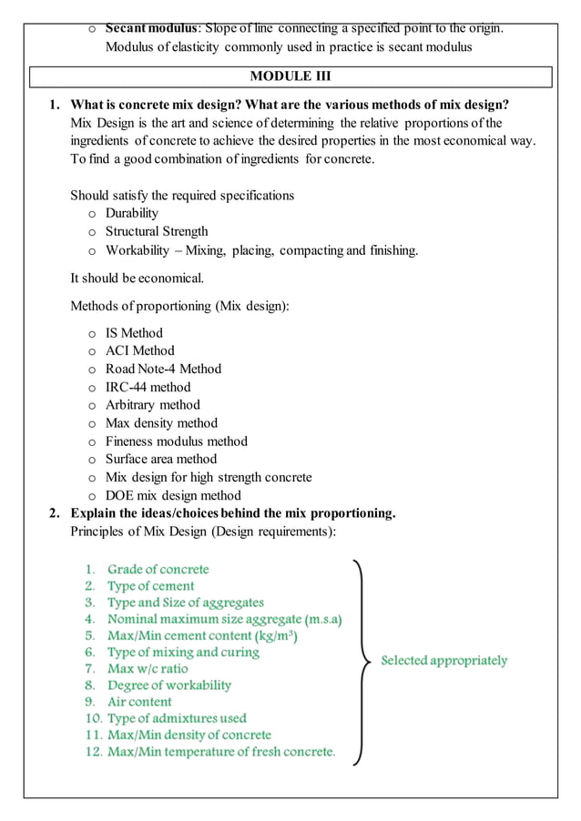 Concrete Technology Study Notes | DOCX