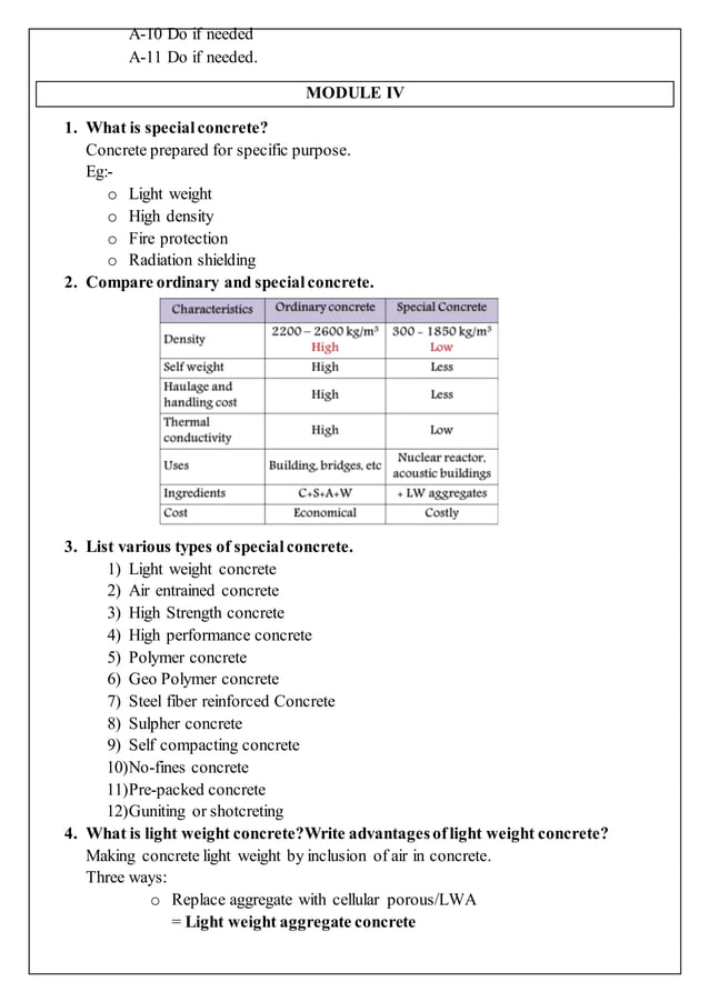 Concrete Technology Study Notes | DOCX