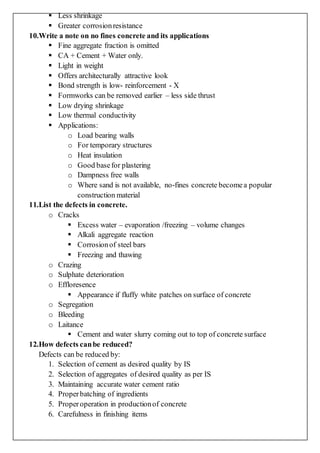 Concrete Technology Study Notes | DOCX