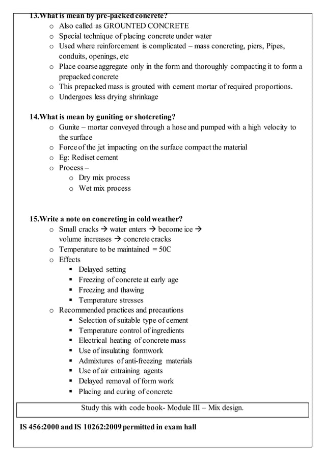 Concrete Technology Study Notes | DOCX