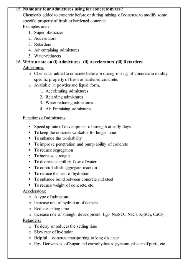 Concrete Technology Study Notes | DOCX