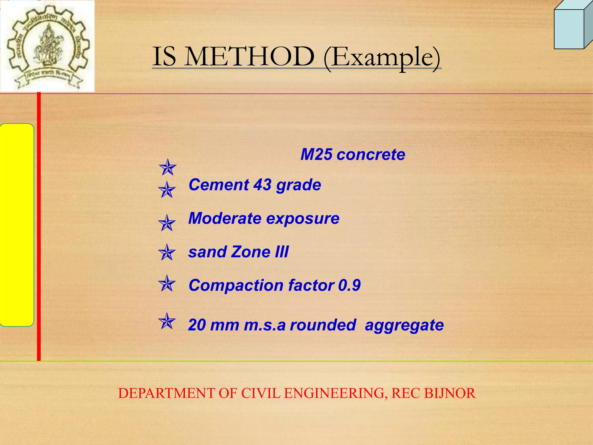 Concret mix design IS METHOD lec 1 | PDF
