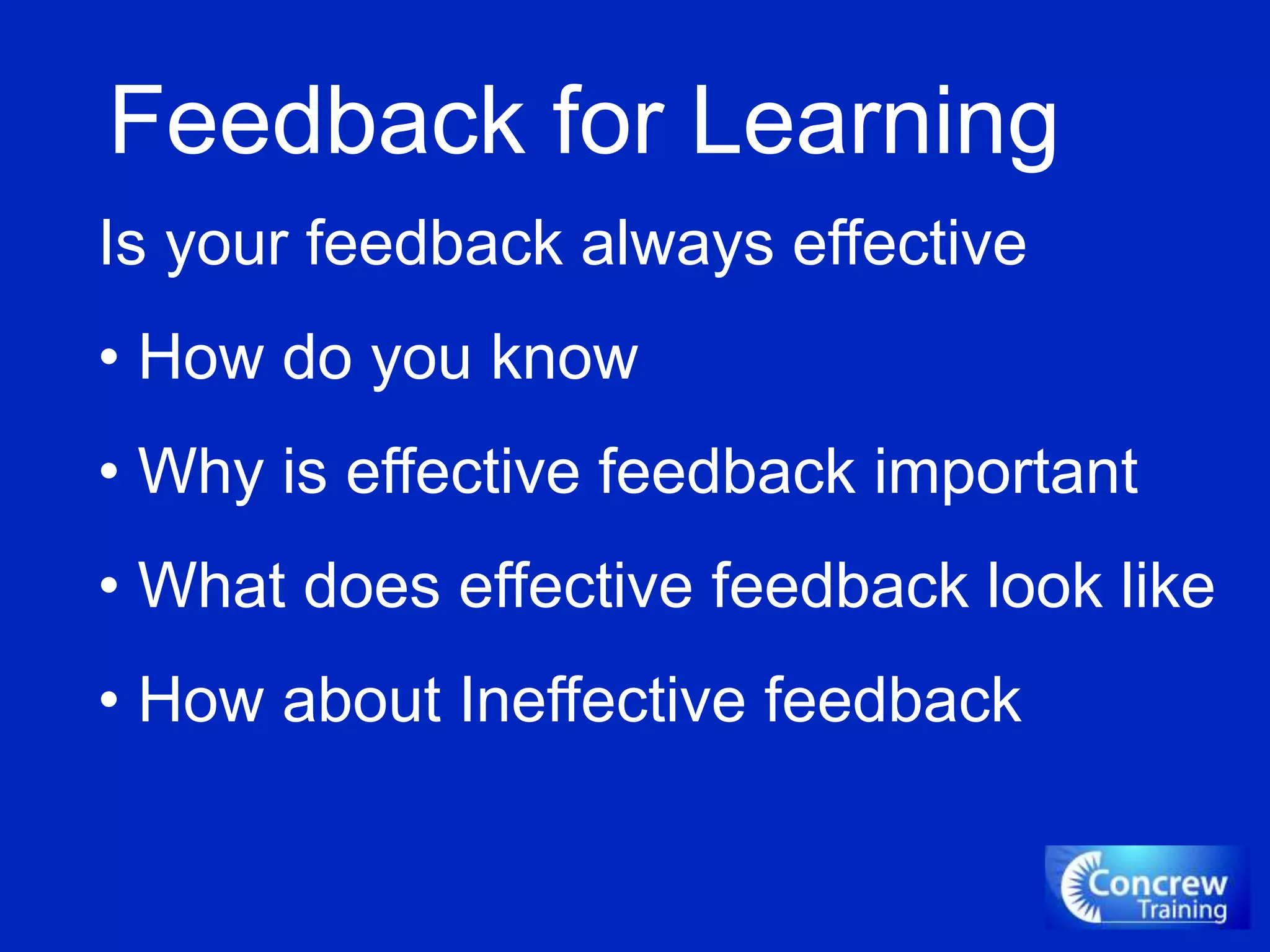 Concrew training feedback for learning | PPT