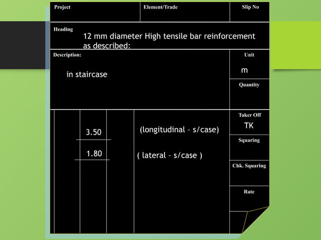 Concrete Staircase Measurement According to SMM2 Principles | PPTX