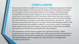 Concurrency control | PPTX | Databases | Computer Software and Applications