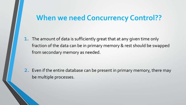 Concurrency control | PPTX | Databases | Computer Software and Applications