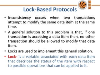 Concurrency control | PPTX | Databases | Computer Software and Applications