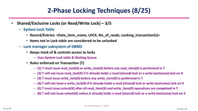 Concurrency Control In Database Management System Pdf