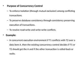 Concurrency Control in Databases.Database management systems | PPT