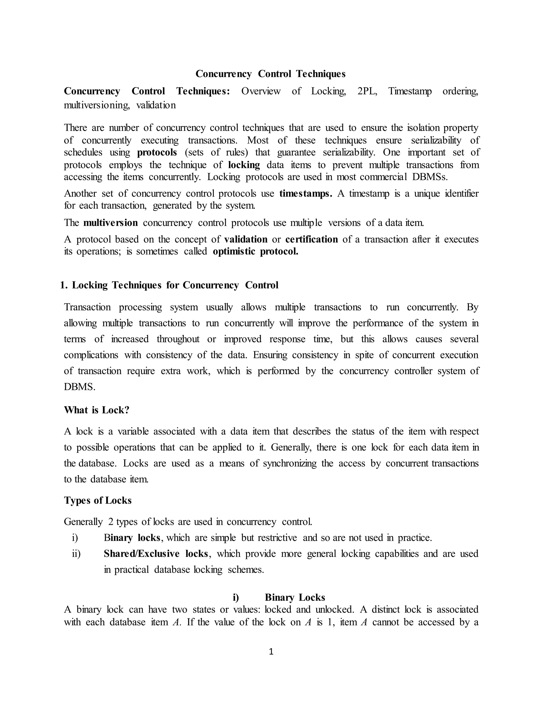 Concurrency Control Techniques | PDF Concurrency Control Techniques | PDF