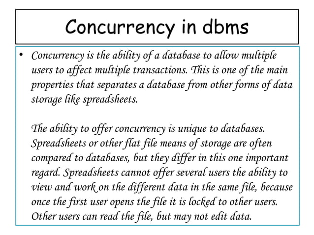 Concurrency in database system | PPTX | Databases | Computer Software and Applications