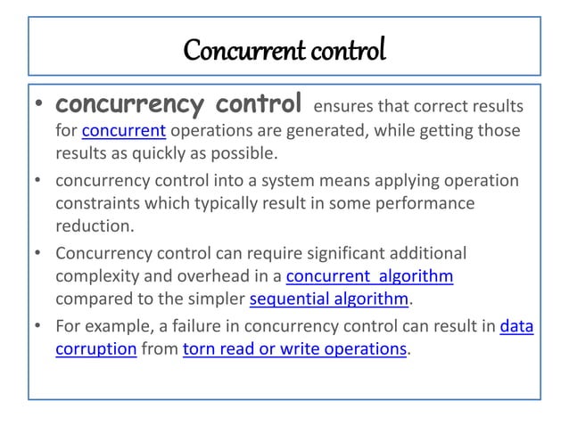 Concurrency in database system | PPTX | Databases | Computer Software and Applications