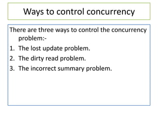 Concurrency in database system | PPTX