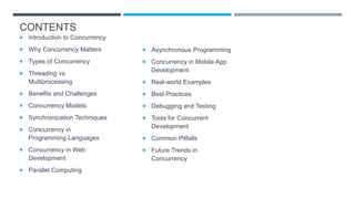 Concurrency in Software Development Generic Overview of Topics, Terms and Features | PPTX