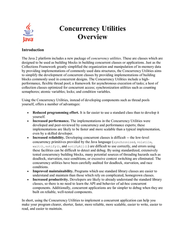 Concurrency Utilities Overview | PDF