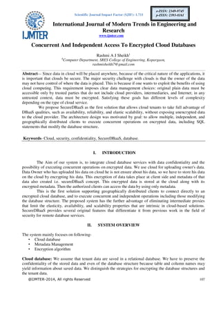 Concurrent And Independent Access To Encrypted Cloud Databases | PDF