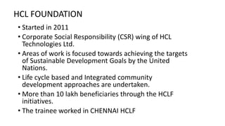 MSW Concurrent fieldwork HCL FOUNDATION | PPT