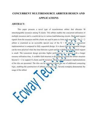 Concurrent multiresource arbiter design and applications | PDF