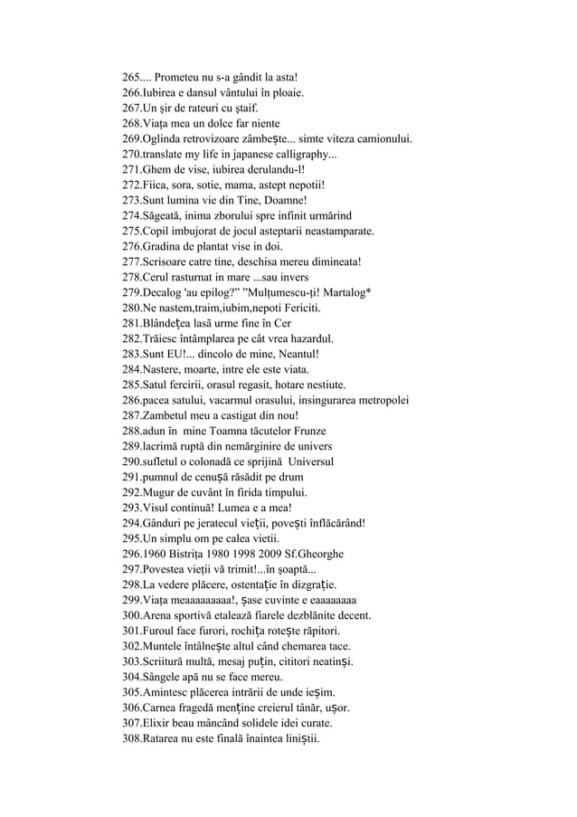 Lista cu toate ''textele'' înscrise în concursul 'Povestea vieții tale în doar șase cuvinte'' | PDF