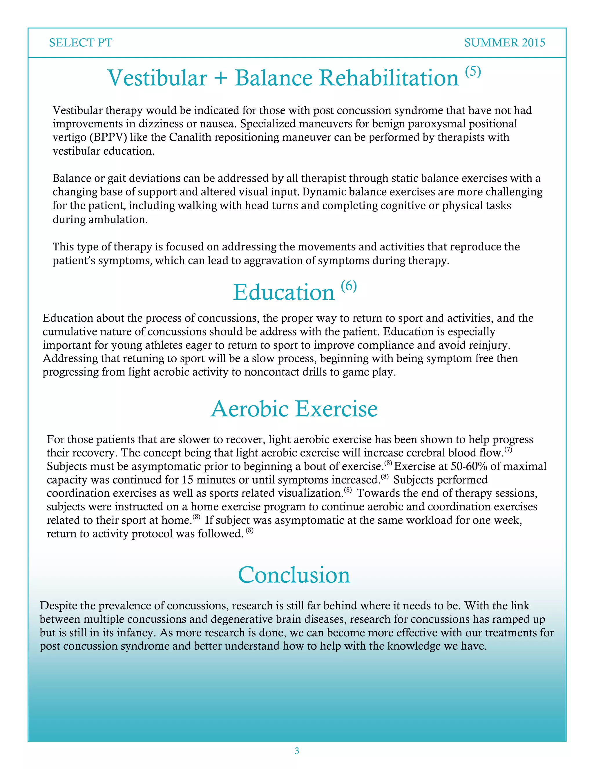 Concussion and Physical Therapy | PDF