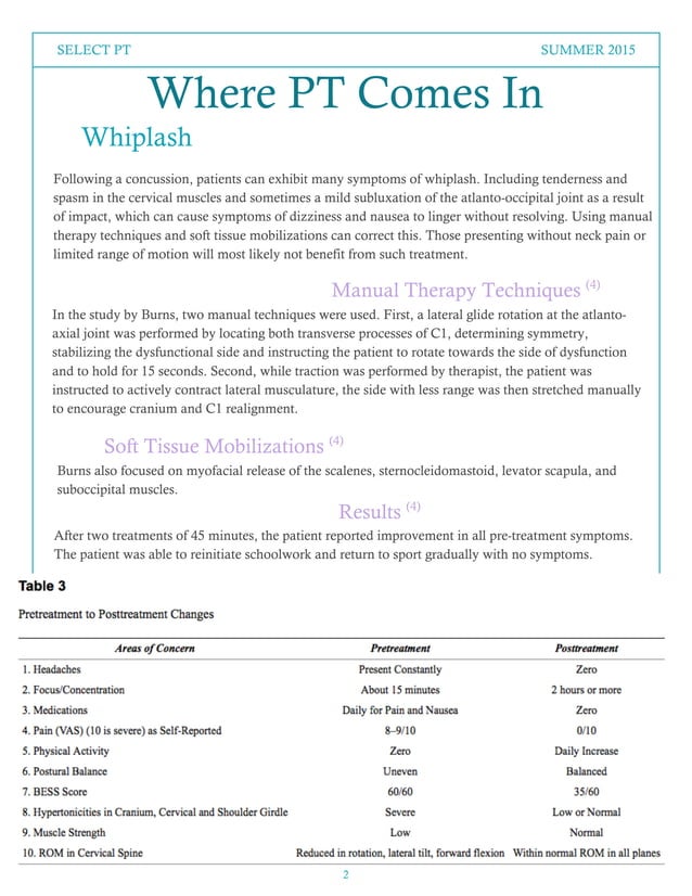 Concussion and Physical Therapy | PDF
