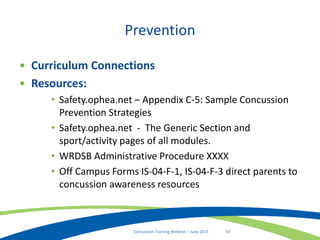 Concussion Identification, Management and Prevention | PPTX
