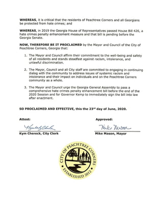 City of Peachtree Corners Condemning racism proclamation | PDF