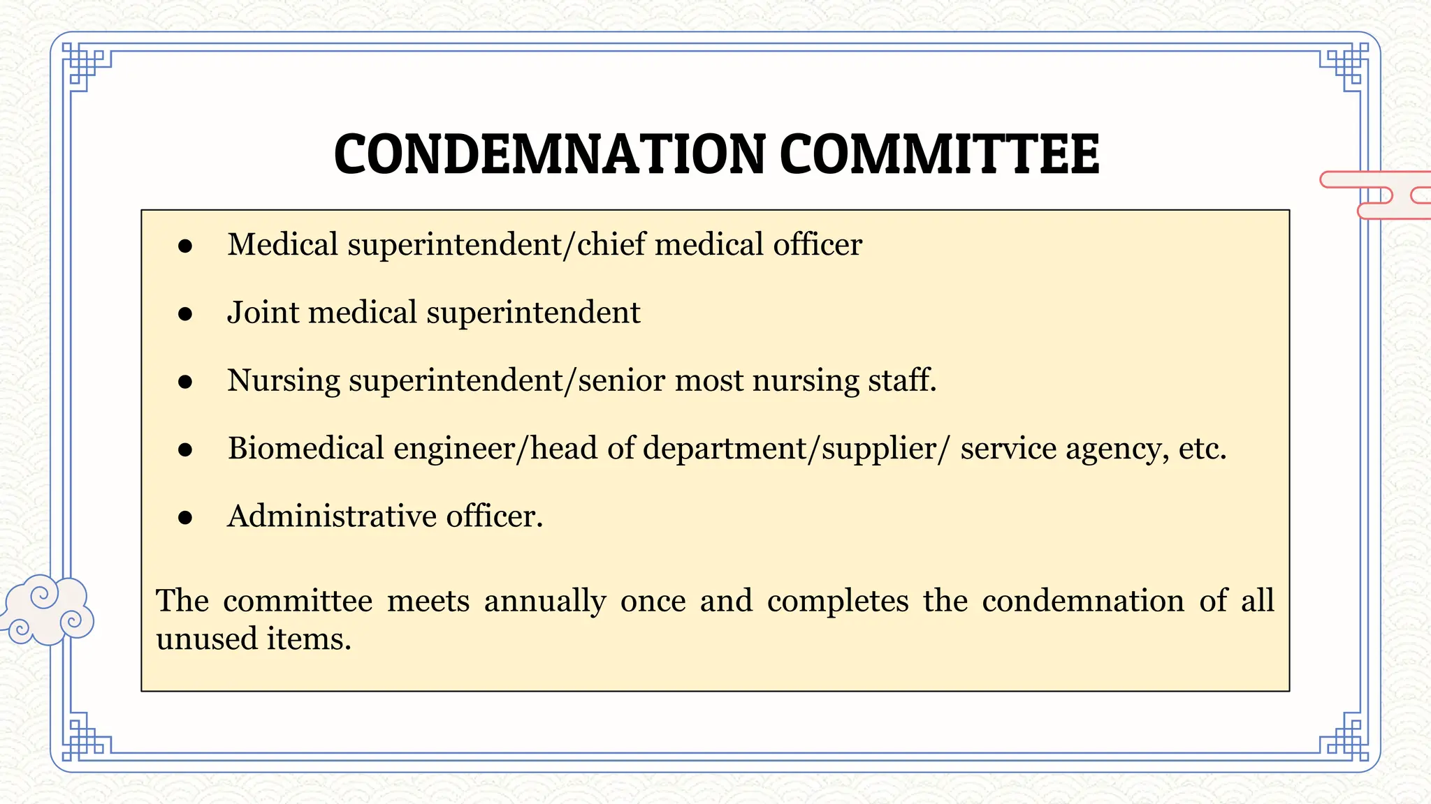 CONDEMNATION OF EQUIPEMENTS IN MANAGEMENT .pptx