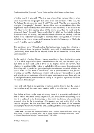Condemnation Of The Democratic Process, Voting And The Islamic Stances ...