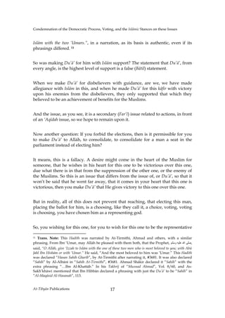 Condemnation Of The Democratic Process, Voting And The Islamic Stances ...