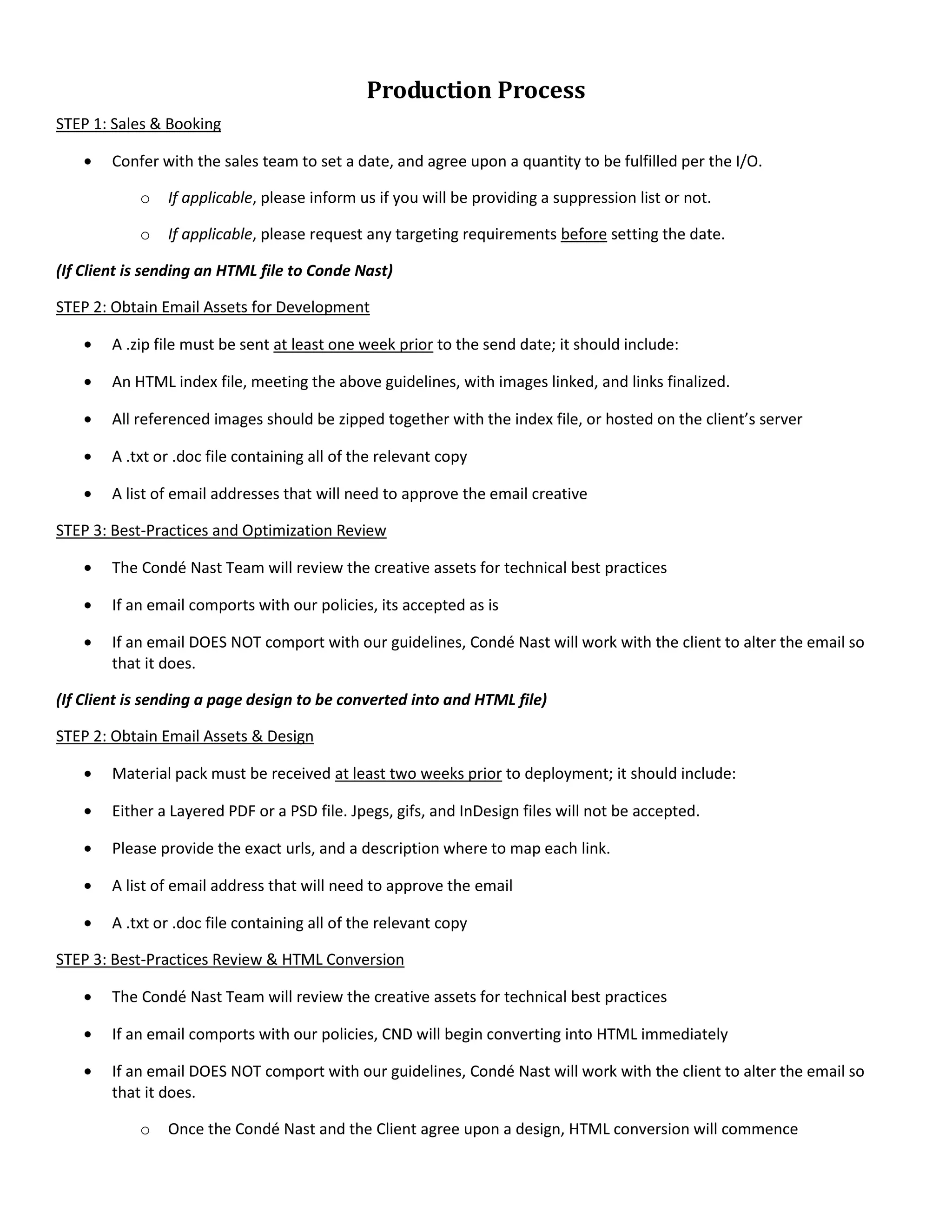 Conde Nast Email Production Process | PDF