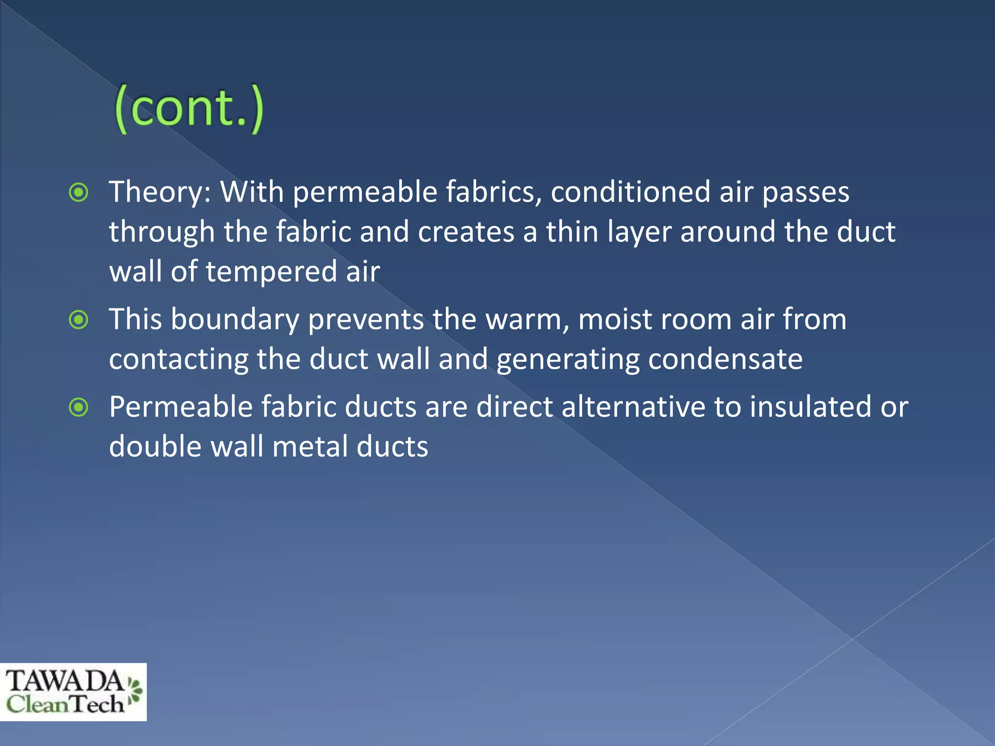 Fabric Duct DuctSox and Condensation - Tawada CleanTech | PPTX