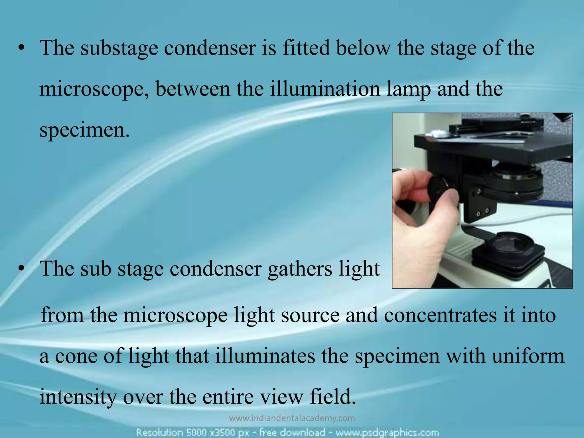 Condensers microscope /orthodontic courses by Indian dental academy | PPTX